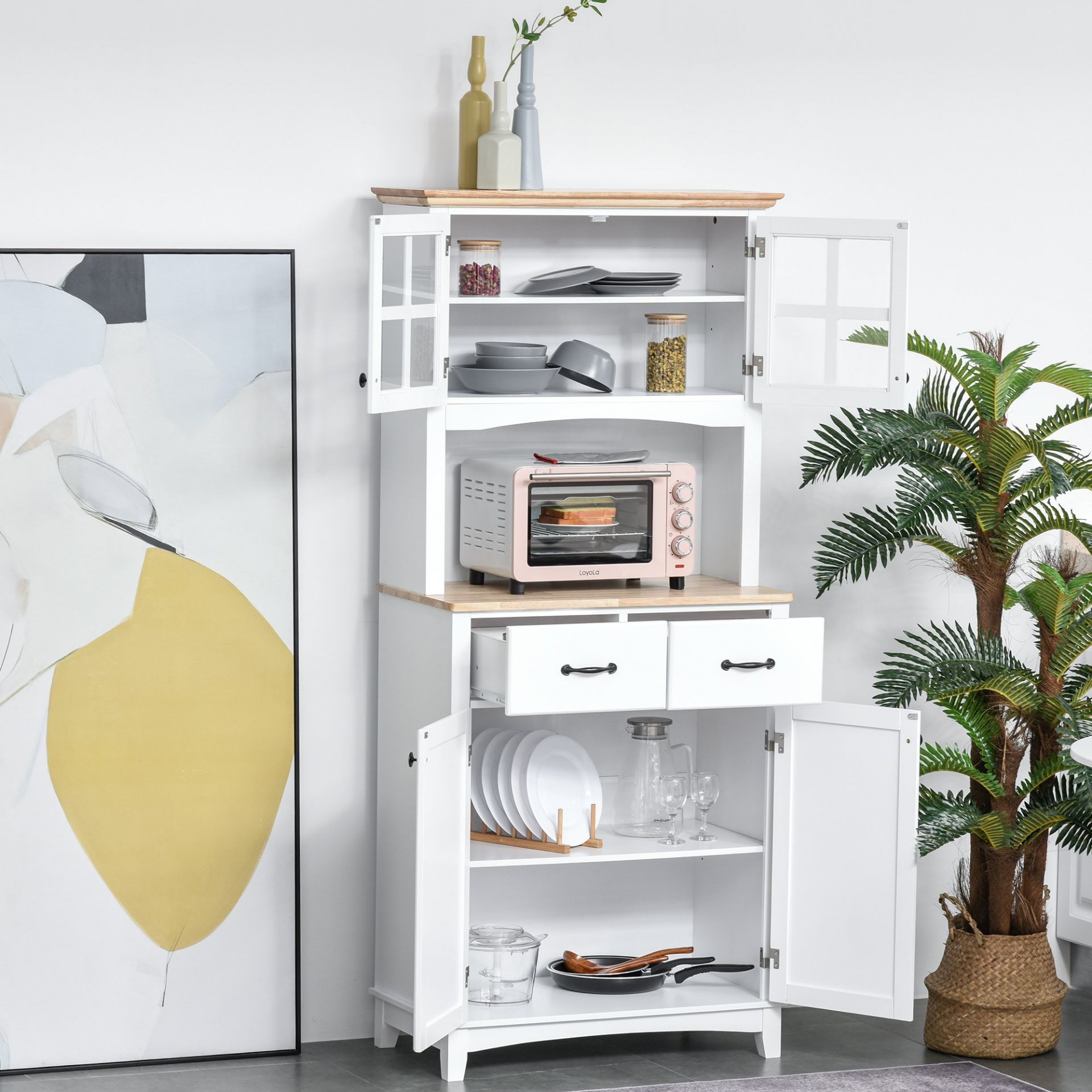 Coasta Style Kitchen Buffet and Hutch Wooden Storage Cabinet with ...