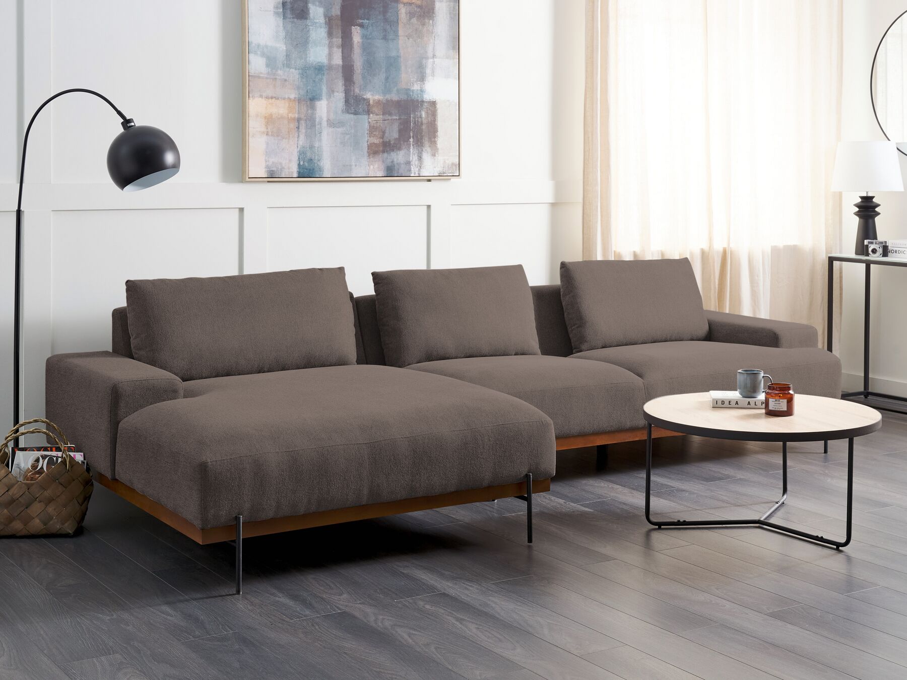 Moris L-Shaped Sectional – Natural Wood | Comfortable Modern Sofa ...