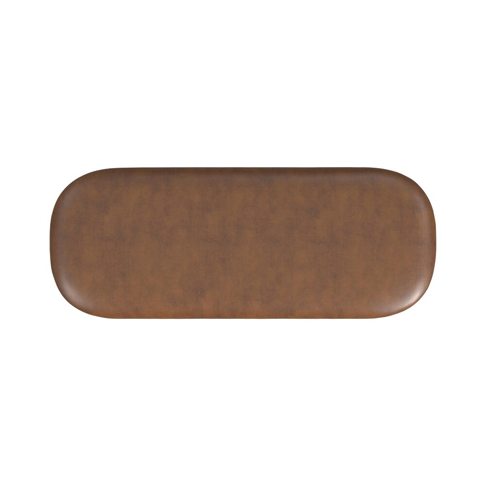 Ellipse Natural Wood Storage Bench – Rounded Design with Metal Base ...